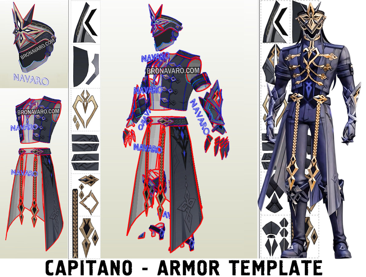 CAPITANO Armor (Foam Template) - Capitano Costume Pepakura – NAVARO