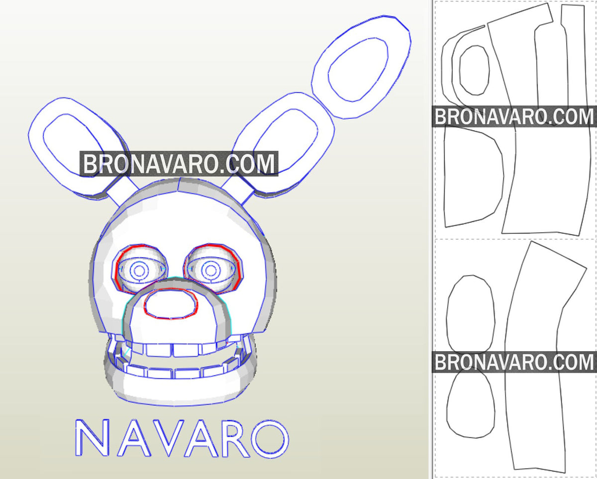YELLOW RABBIT (Foam Template) - FNAF Yellow Rabbit Head Pepakura – NAVARO