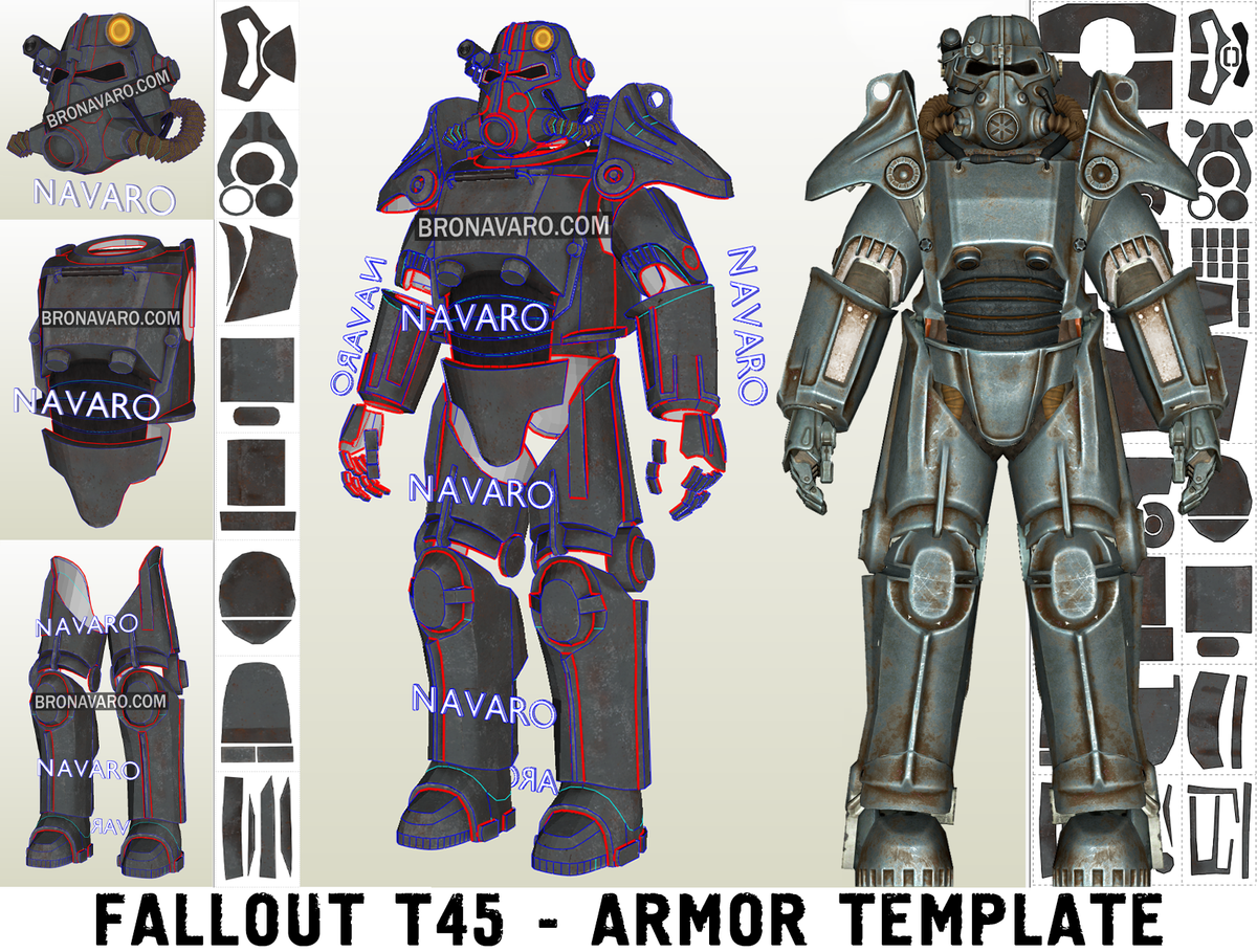 FALLOUT T-45 Armor (Foam Template) - Power Armor T45 Pepakura – NAVARO