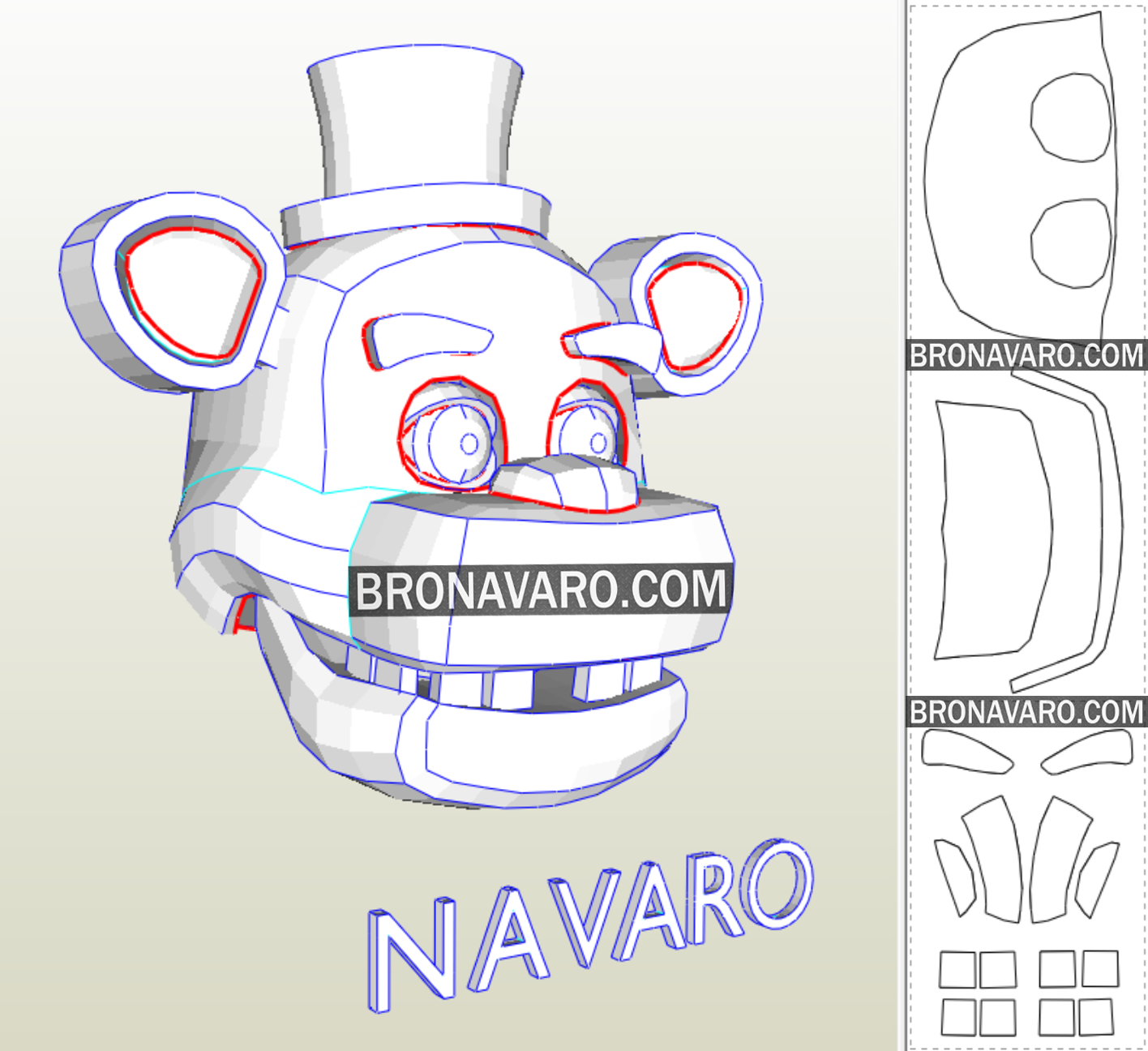 FREDDY FAZBEAR Head (Foam Template) - Fredbear Head Mask Pepakura – NAVARO