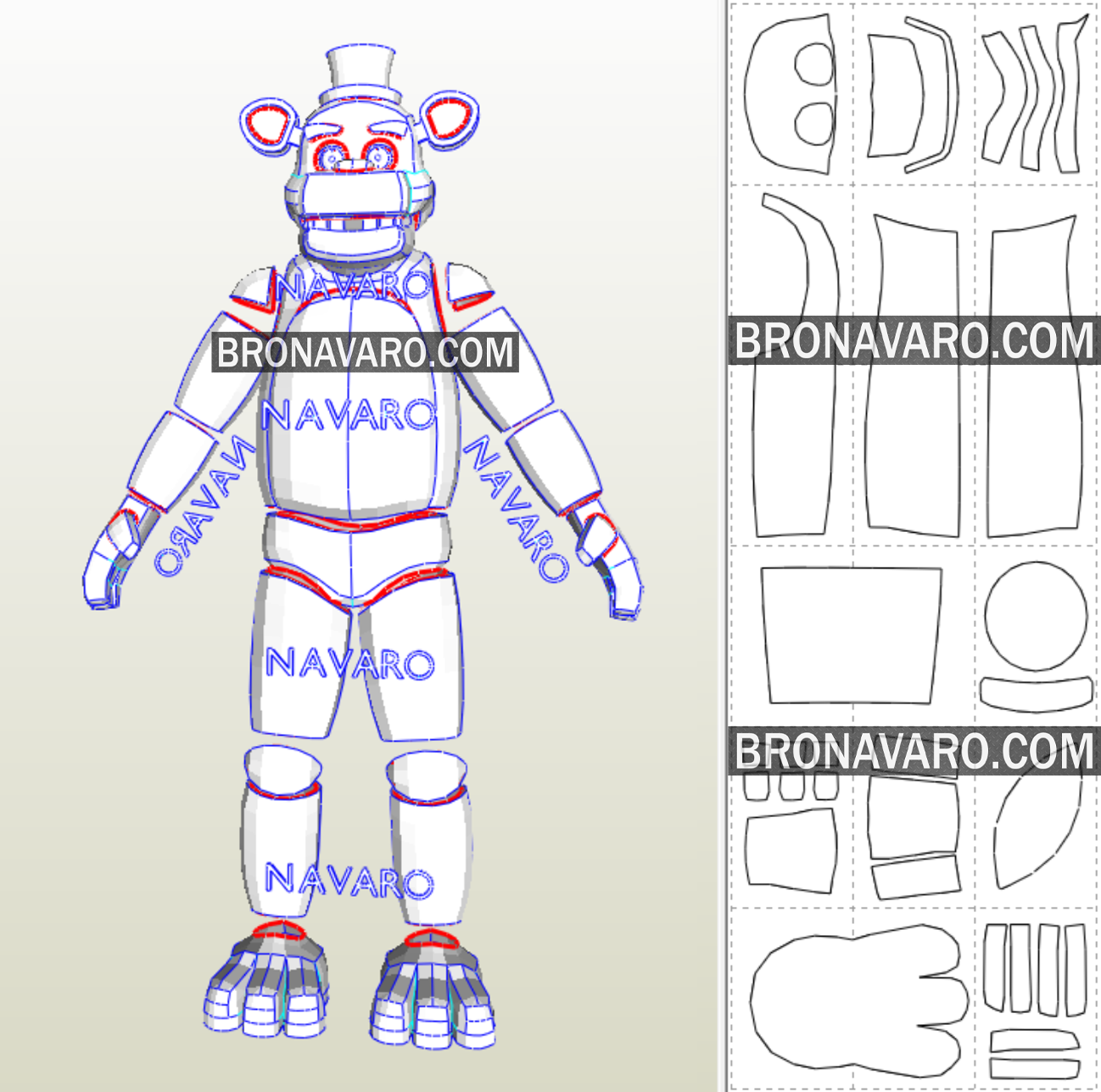 FREDDY FAZBEAR Costume (Foam Template) - Freddy Fazbear Pepakura – NAVARO