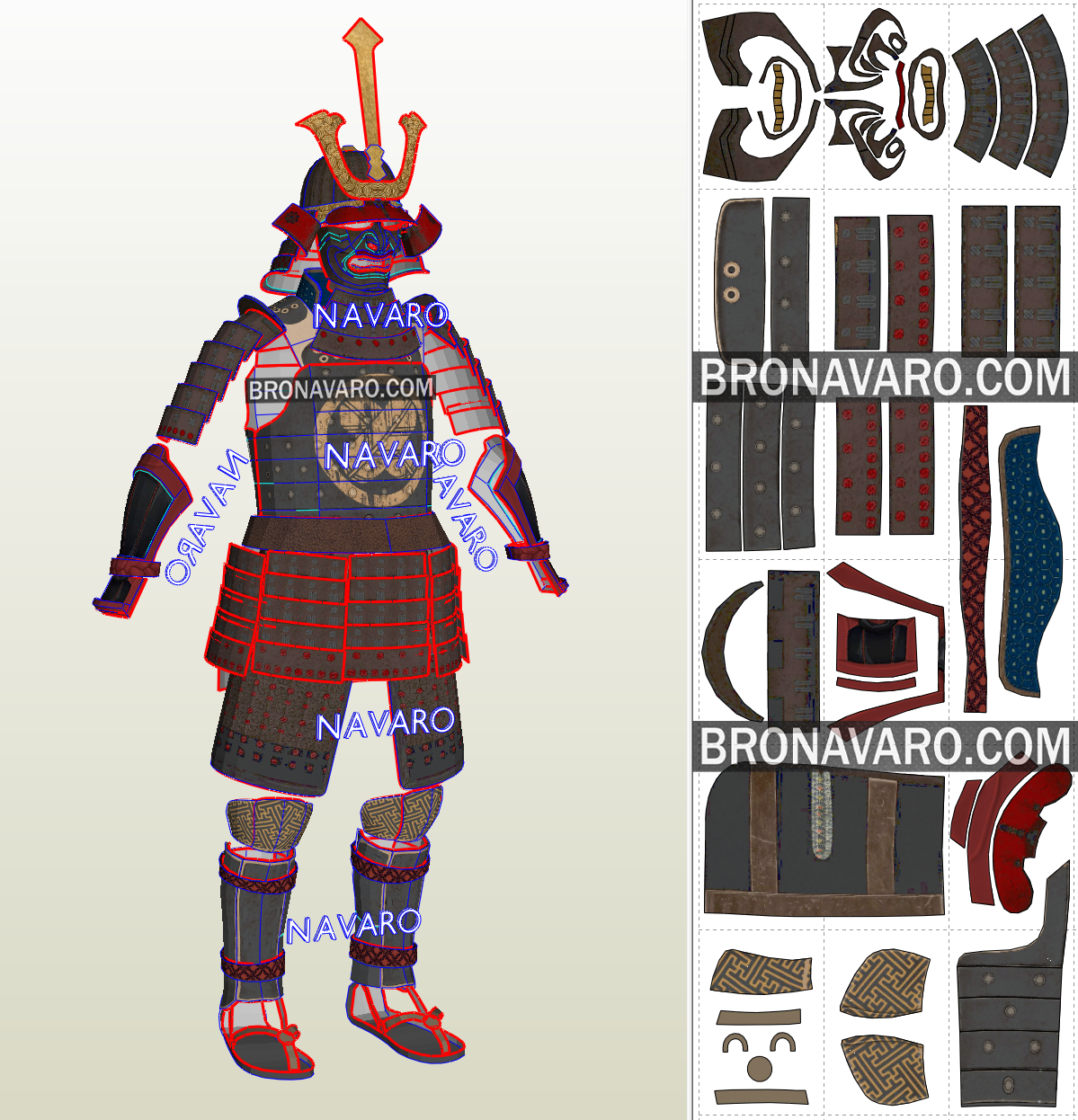 SAMURAI Armor (Foam Template) - Samurai Shogun Armor Pepakura – NAVARO