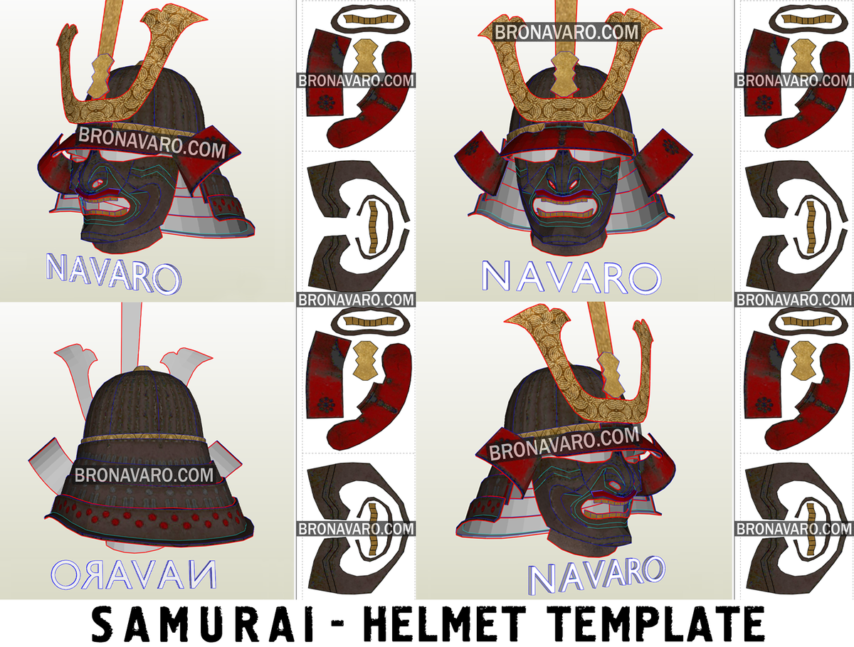 SAMURAI Helmet (Foam Template) - Shogun Samurai Mask Pepakura – NAVARO
