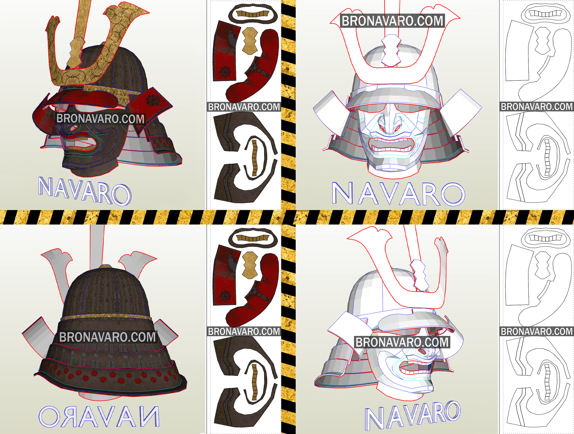 SAMURAI Helmet (Foam Template) - Shogun Samurai Mask Pepakura – NAVARO