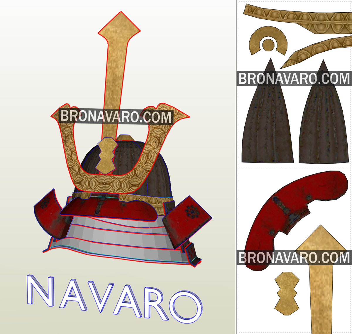 SAMURAI Helmet (Foam Template) - Shogun Samurai Mask Pepakura – NAVARO