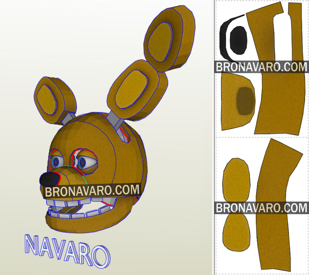 YELLOW RABBIT (Foam Template) - FNAF Yellow Rabbit Head Pepakura – NAVARO