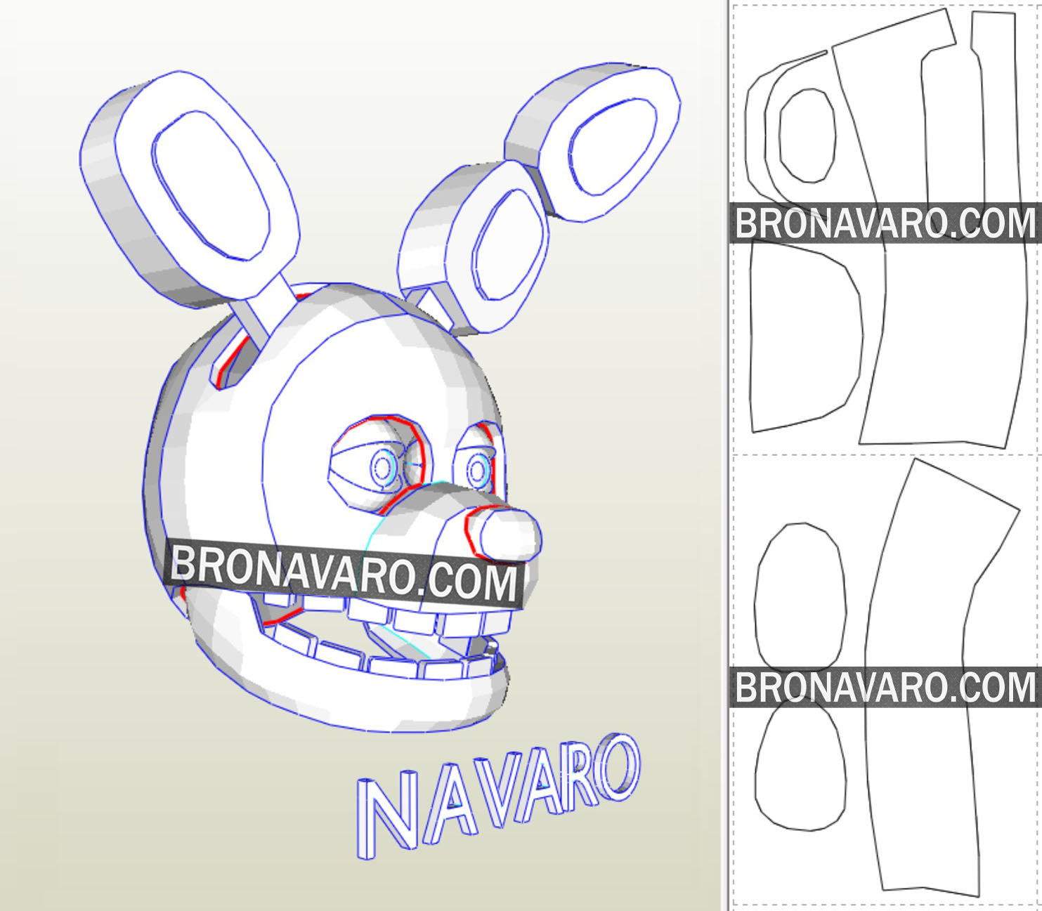 YELLOW RABBIT (Foam Template) - FNAF Yellow Rabbit Head Pepakura – NAVARO