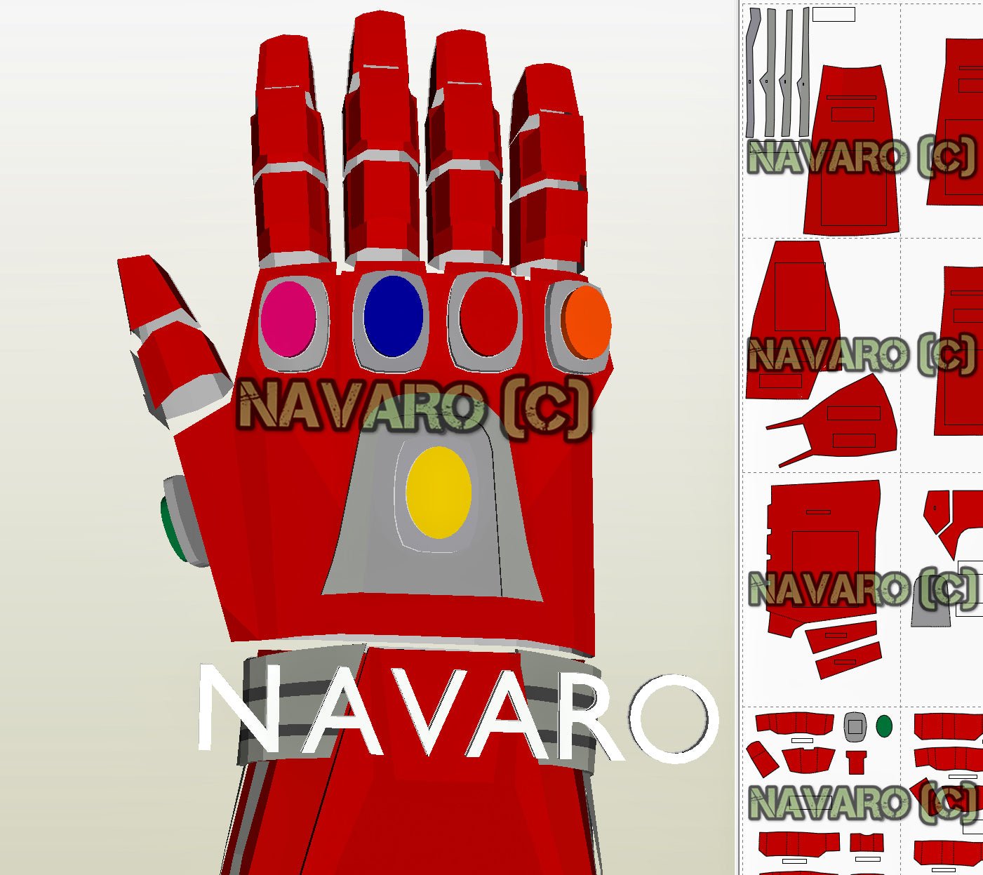 Endgame Nano Gauntlet (Foam Template) - Iron Man Nano Gauntlet Pepakura ...