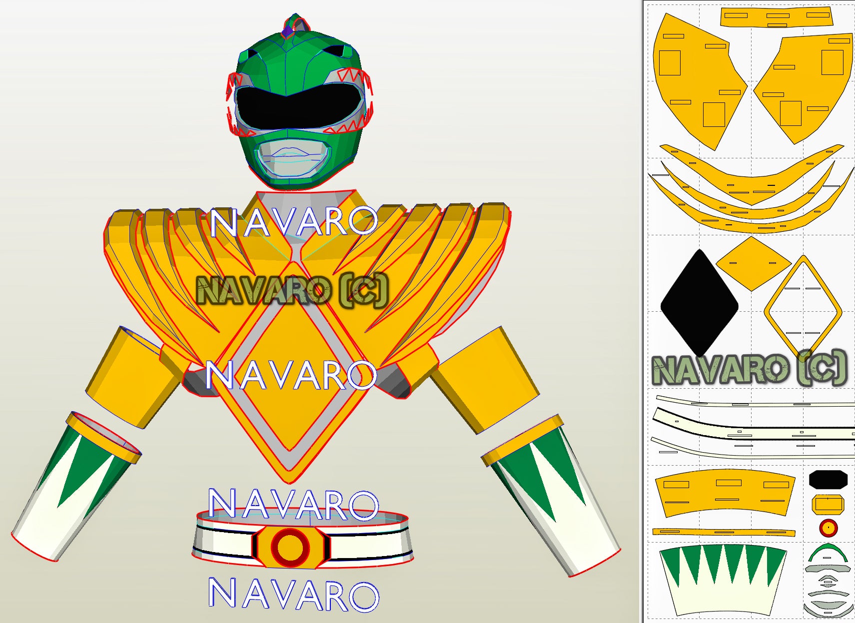 Green Ranger Armor Template - Green Ranger Shield Pepakura – NAVARO
