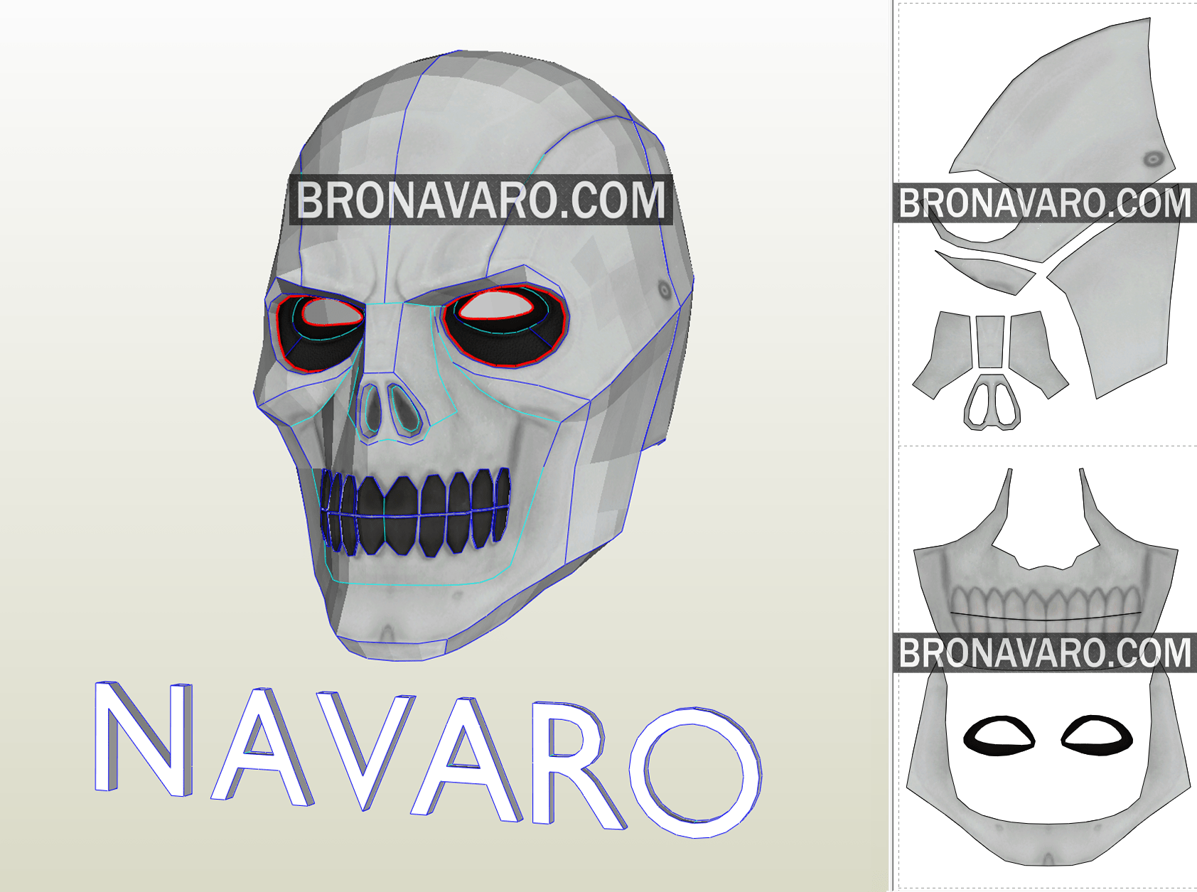 SKULL Mask (Foam Template) - Full Head Skull Mask Pattern – NAVARO