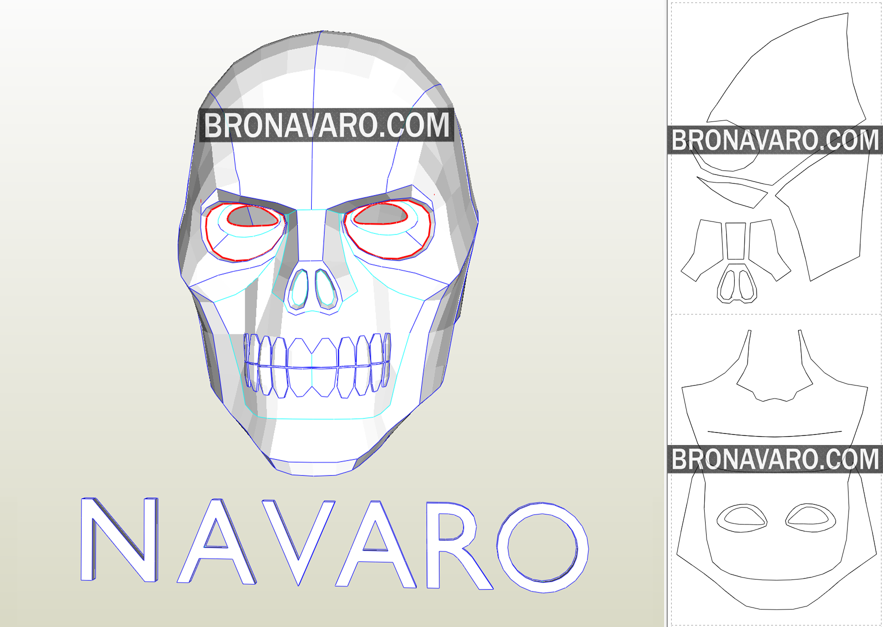SKULL Mask (Foam Template) - Full Head Skull Mask Pattern – NAVARO