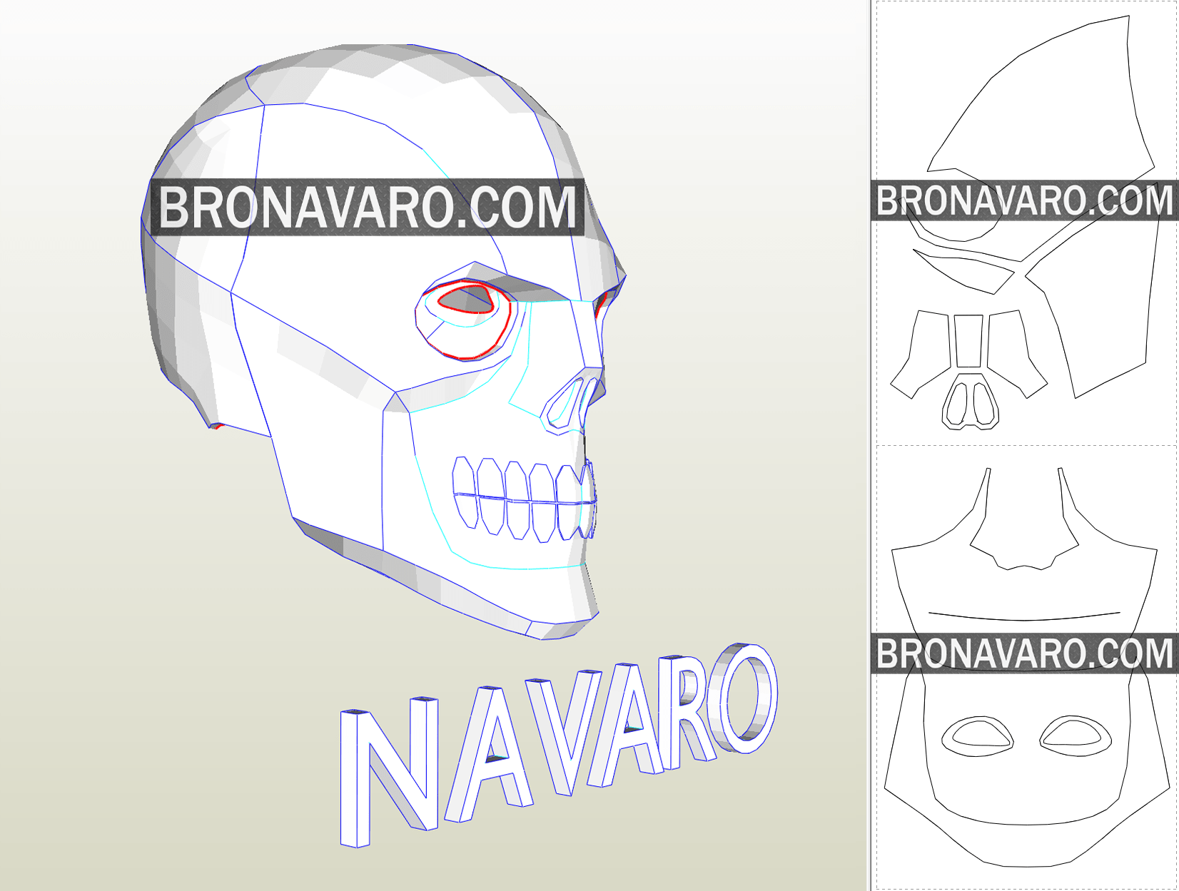 SKULL Mask (Foam Template) - Full Head Skull Mask Pattern – NAVARO