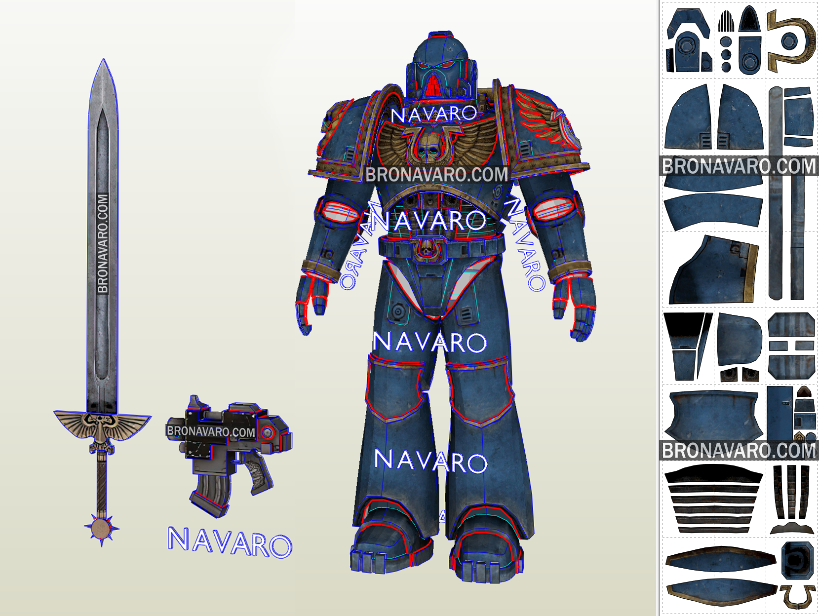 SPACE MARINE Armor (Foam Template) - Ultramarine Armor Pepakura – NAVARO
