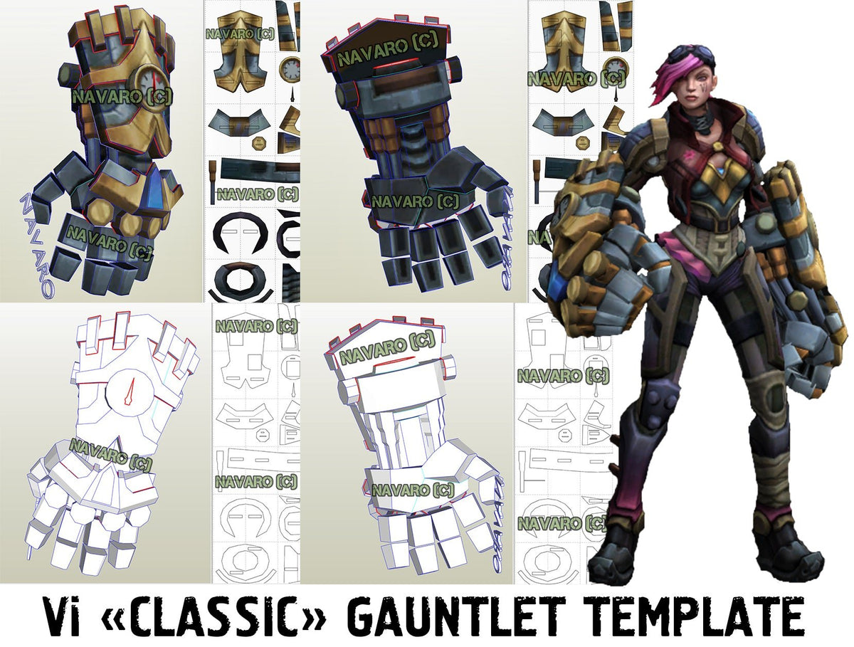 League of Legends Cosplay Vi Gauntlet Template | Arcane Vi Pepakura ...