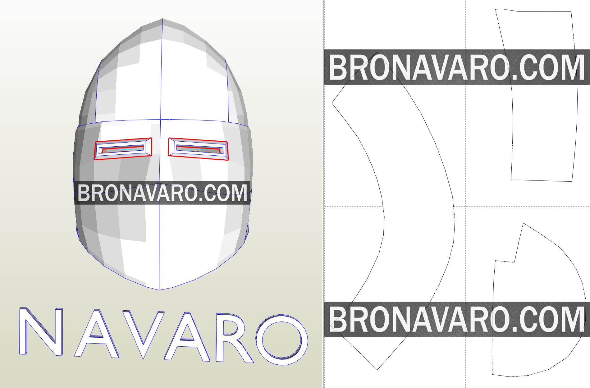 BASCINET HELMET Printable Template PDF / PDO - Knight Helmet Template ...